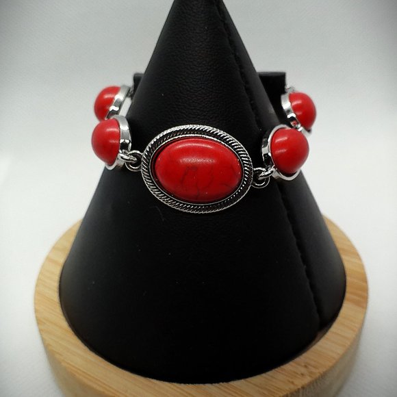 paparazzi | Jewelry | Paparazzi Serene Stonework Red Bracelet | Poshmark
